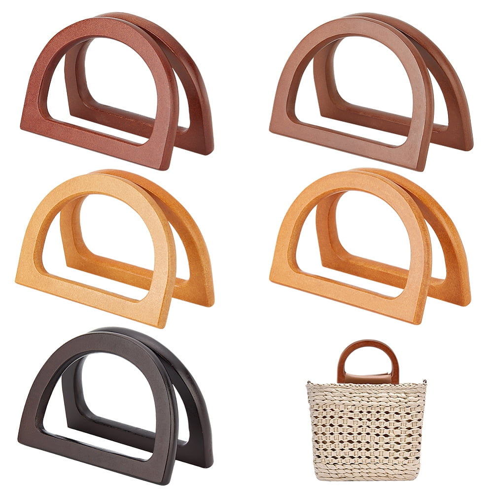 10Pcs 5 Colors Wood Bag Handles Letter D Shape Mixed Color 12x8.5x0 ...