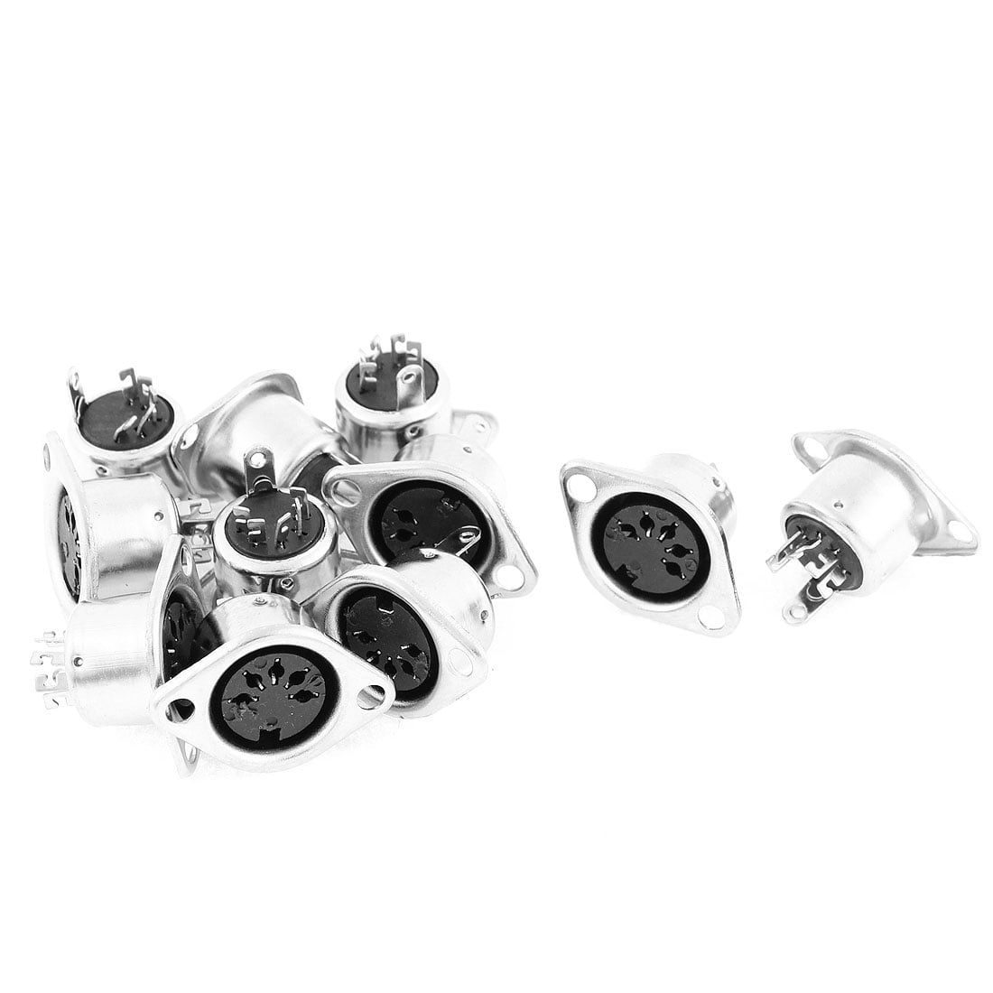 10Pcs 5-Pin Female Jack DIN Connector Adapter Sockets Silver Tone ...