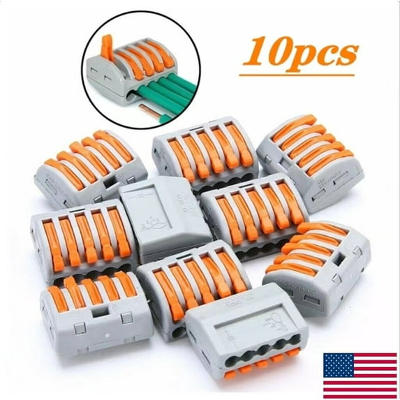 10Pcs 5 Pin Spring Lever Terminals Block AWG 28-12 Wire Cable ...