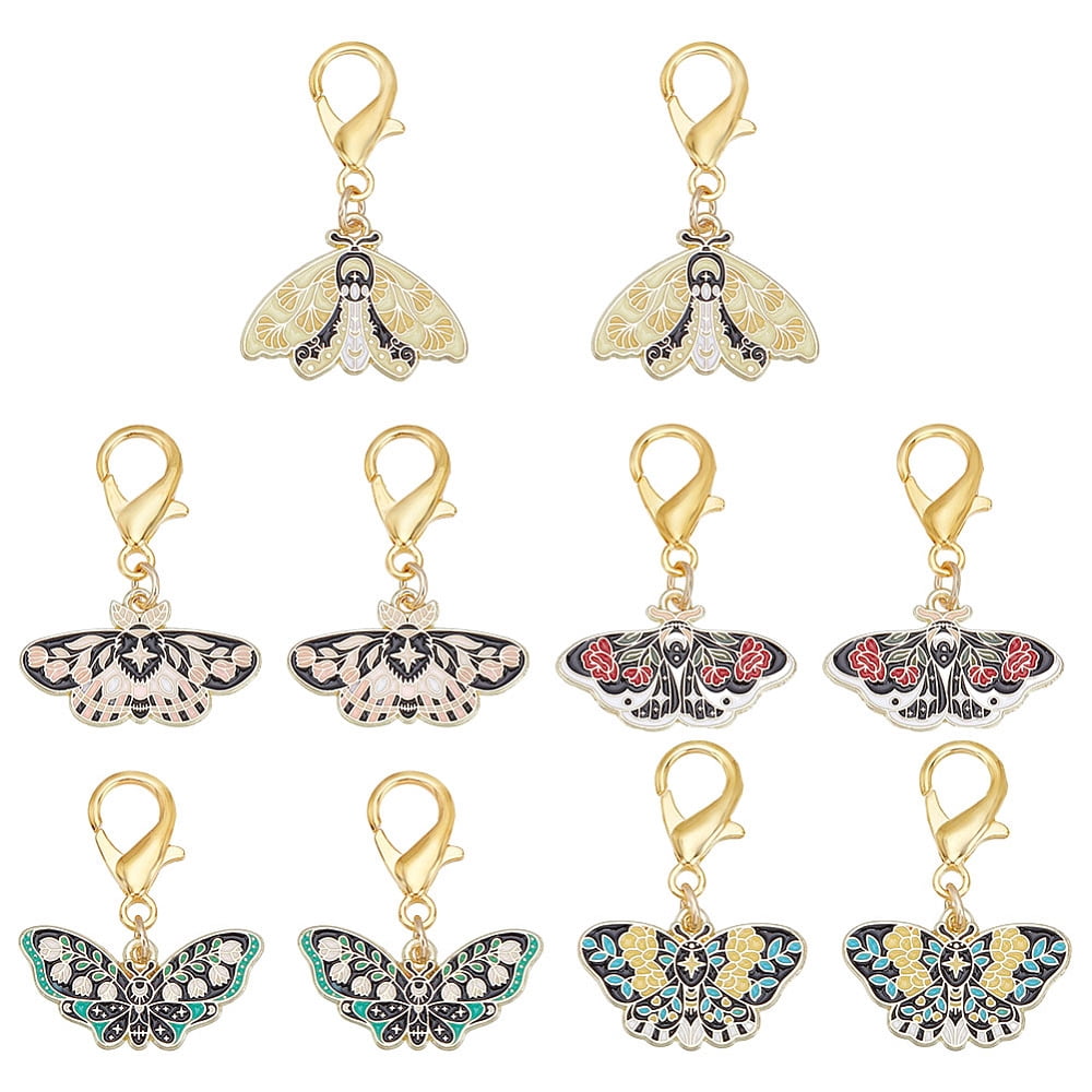 10Pcs 5 Styles Butterfly Alloy Enamel Pendant Decoration Lobster Claw ...