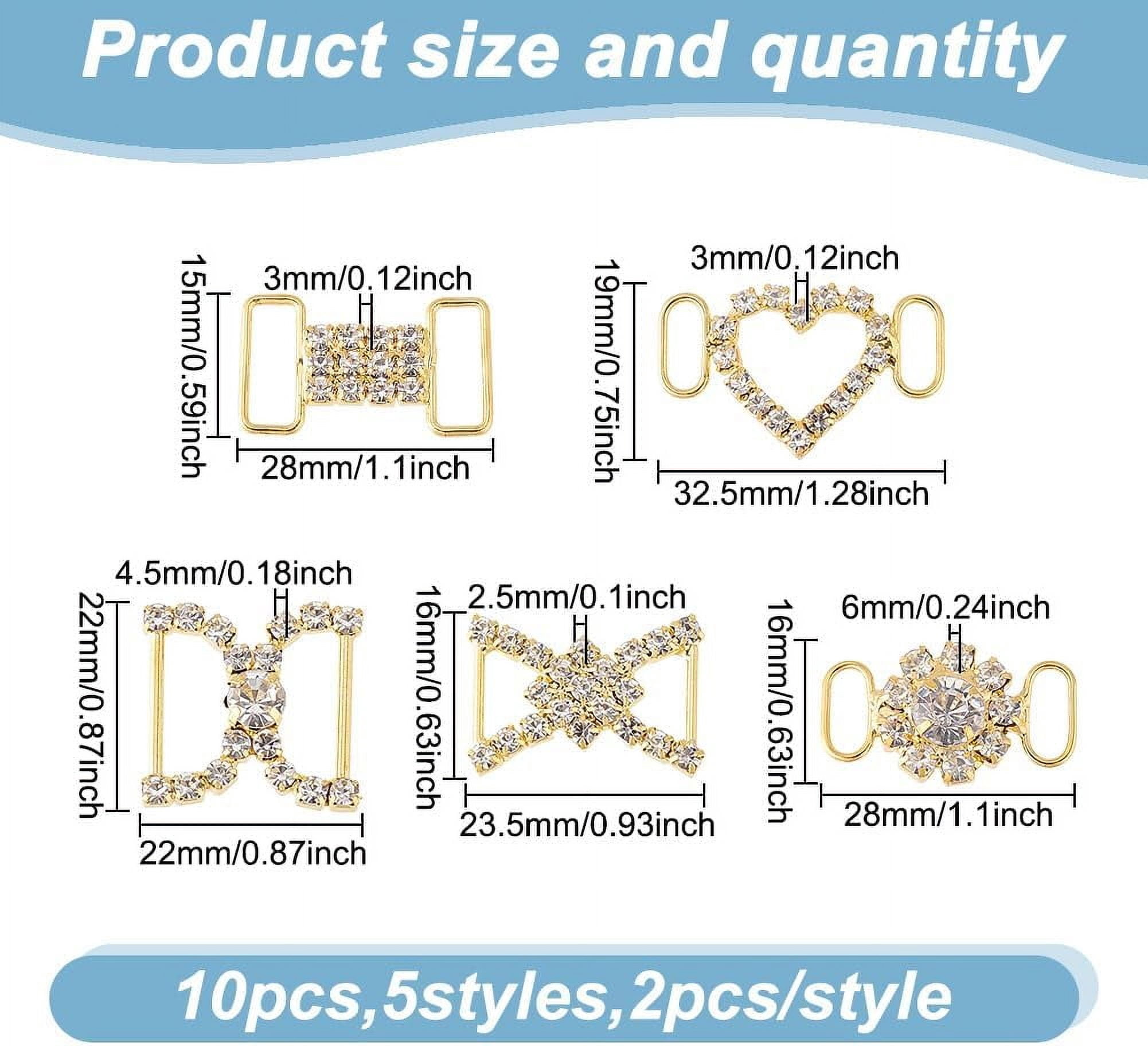 10Pcs 5 Styles Golden Shoelaces Charms with Crystal Rhinestones Brass ...