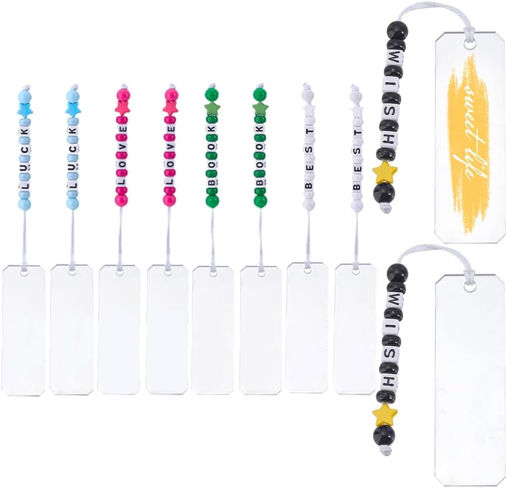 10Pcs 5 Styles Rectangle Transparent Acrylic Blank Pendant Bookmark ...