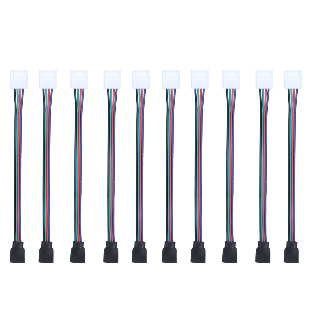 10Pcs 5050 LED Light Strip 4Pin Connector No Welding Wire Terminal RGB ...