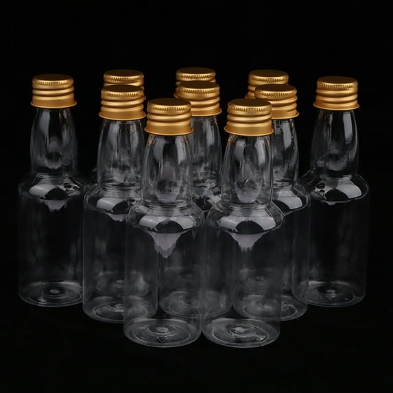 10Pcs 50ml Mini Clear PET Refillable Small Wine Bottles For Party ...