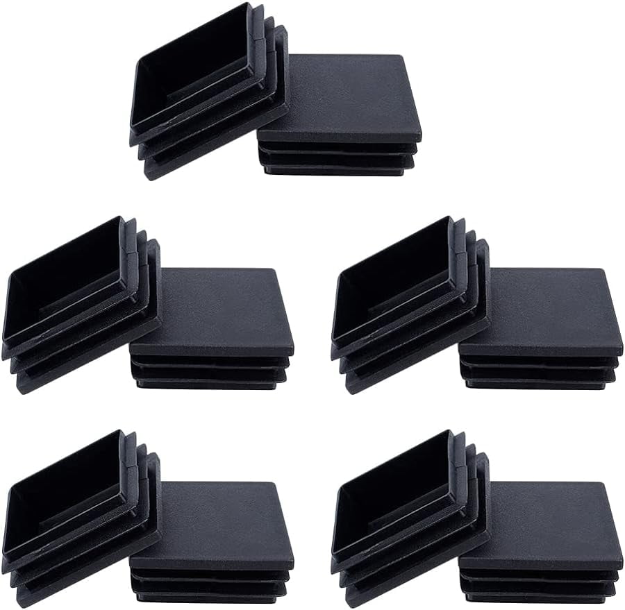 10Pcs 50x50mm Square Plastic Plugs Black Square Tube Ribbed Inserts End ...