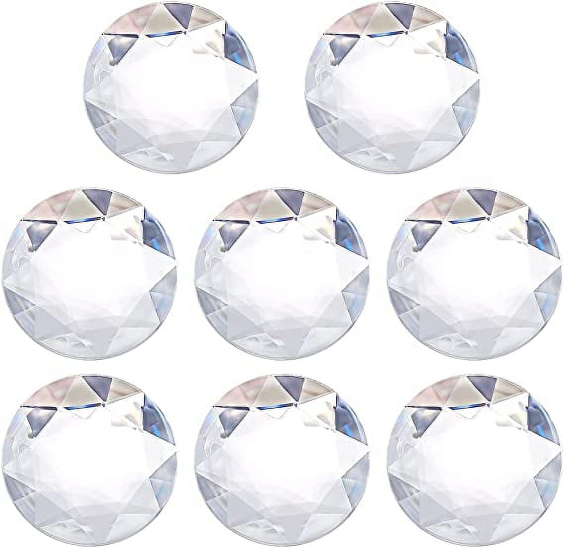 10Pcs 51mm Flat Back Round Acrylic Rhinestone Stick On Plastic Gems ...