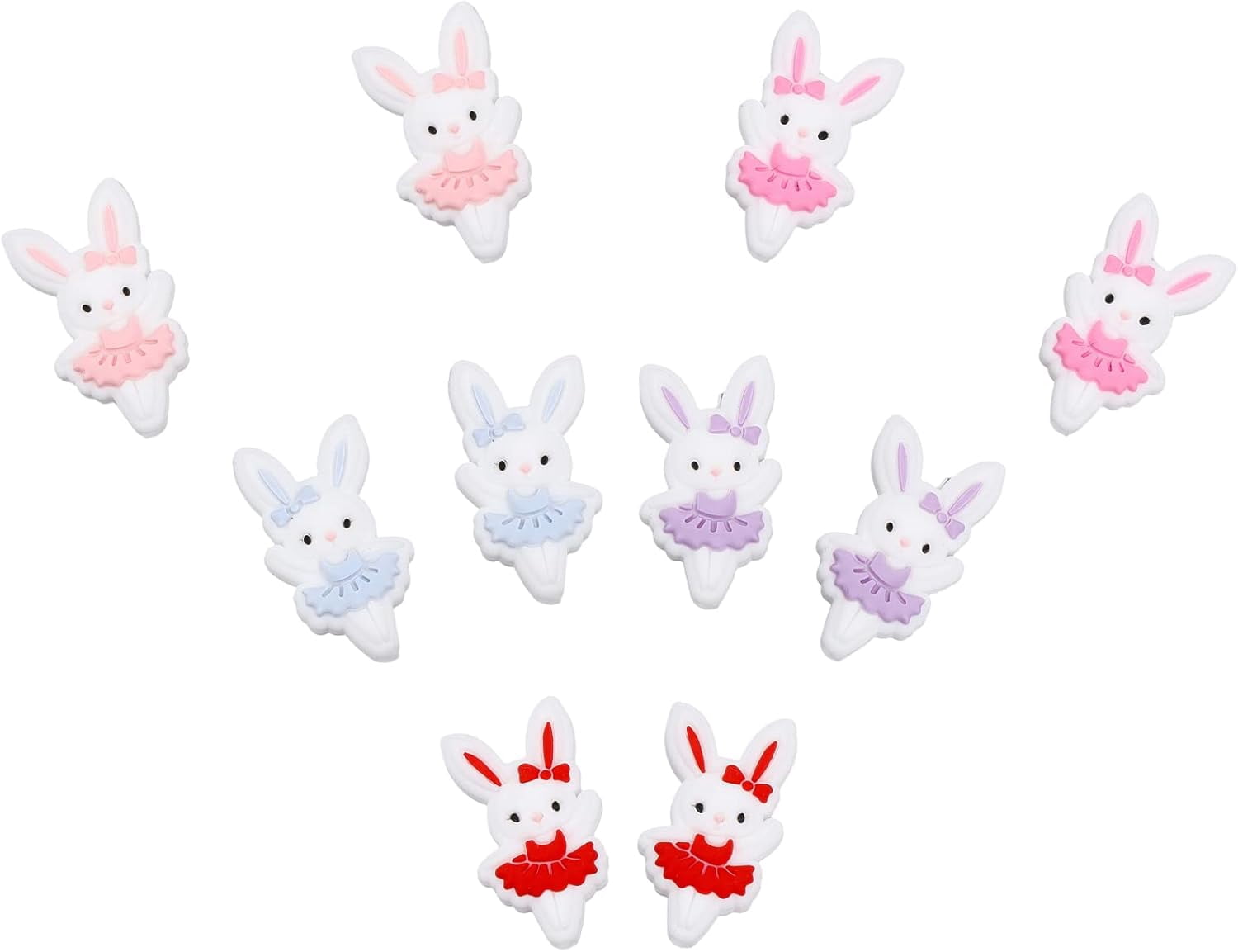 10Pcs 5Colors Ballerina Bunny Silicone Beads Silicone Loose Spacer ...