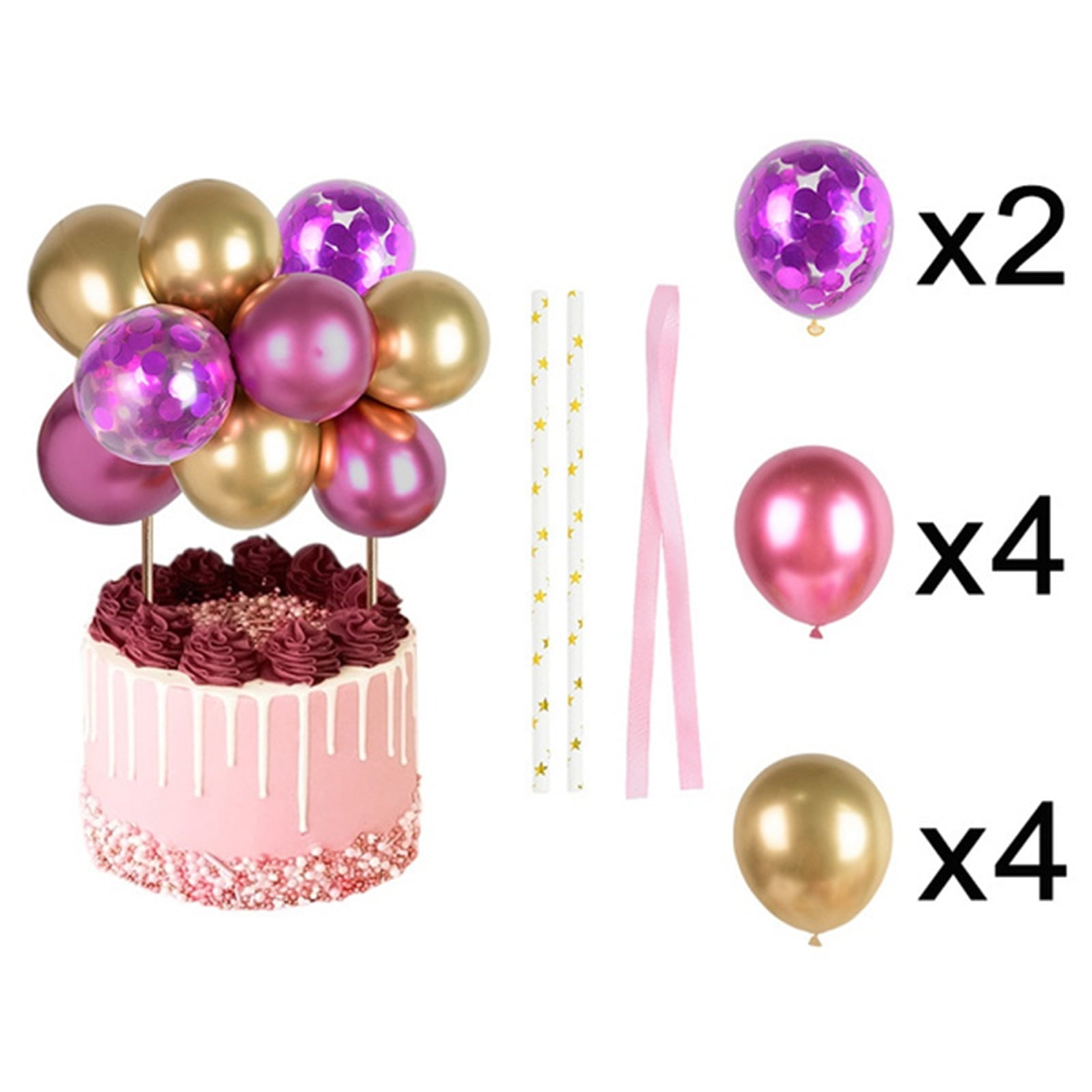 10Pcs 5Inch Balloons Thick Reusable Emulsion Rose Gold Cake Topper ...