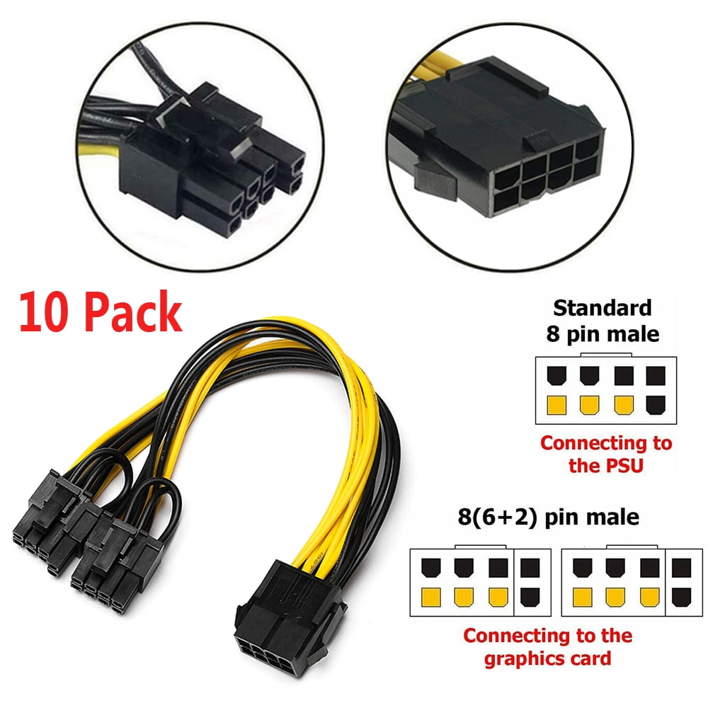 10Pcs 6 Pin to Dual 8 Pin PCIe Adapter Power Cables, 6 Pin to Dual PCIe ...