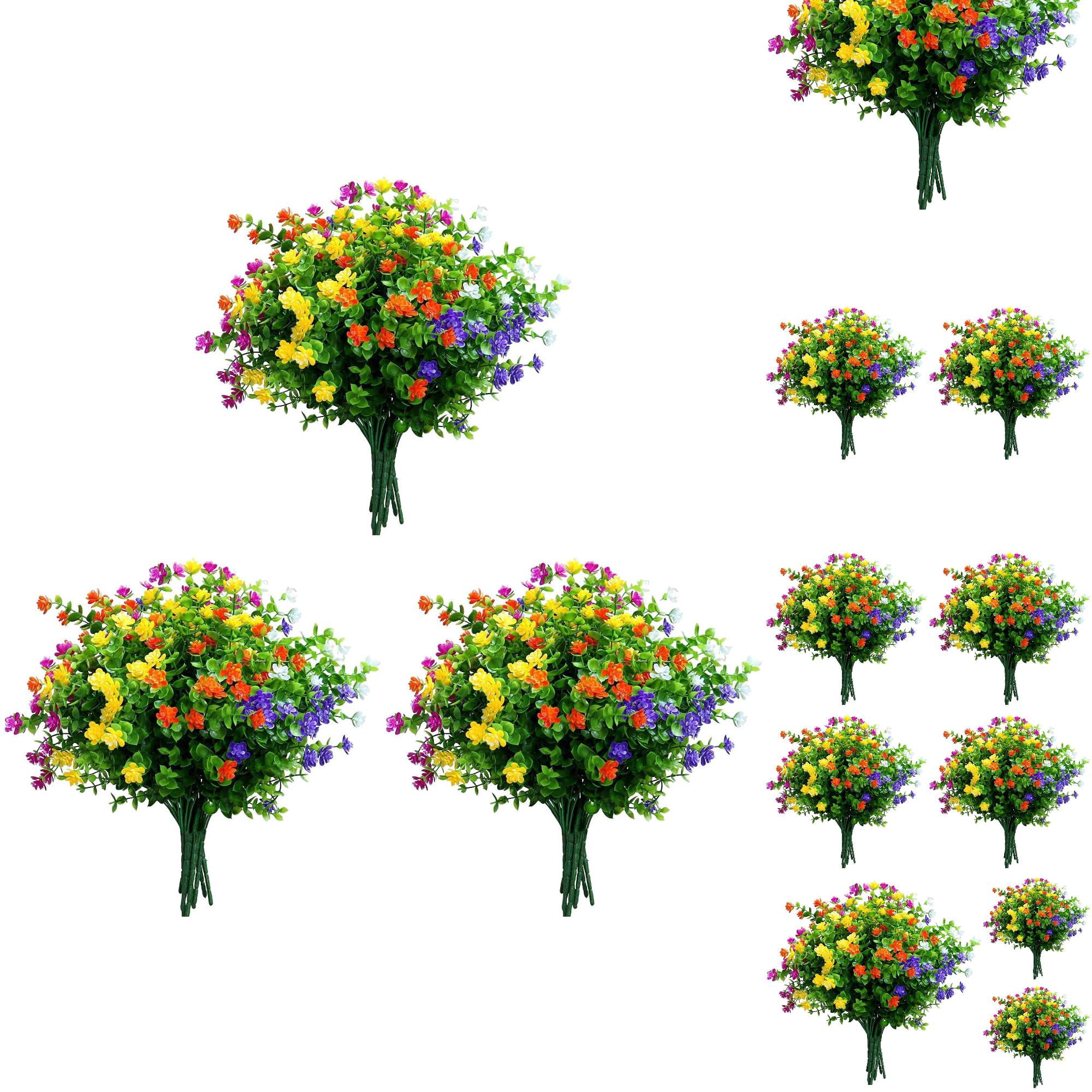 10Pcs 6 Types Artificial Flowers Outdoor Shrubs For Hanging Planter ...