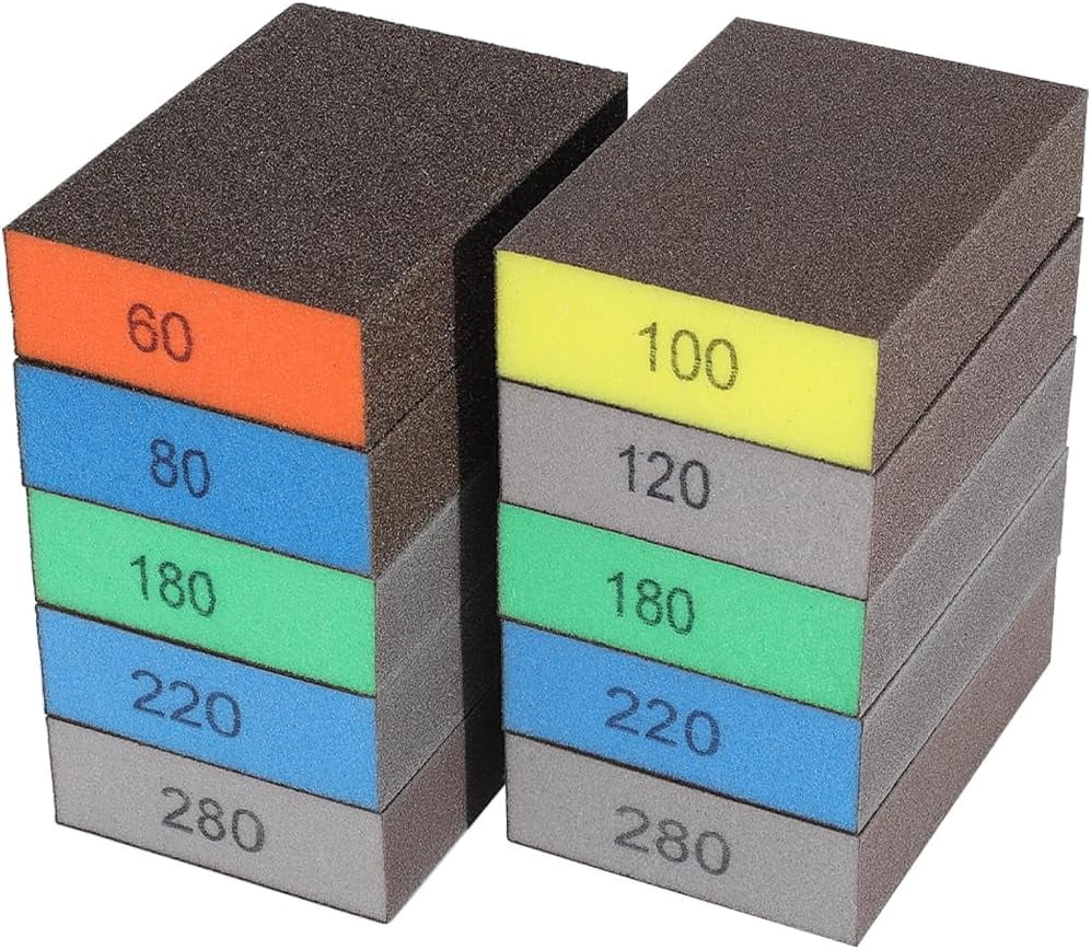 10Pcs 60 to 280 Grit Sandpaper Set Polishing Sanding Sponge 3.9 x 2.7 ...