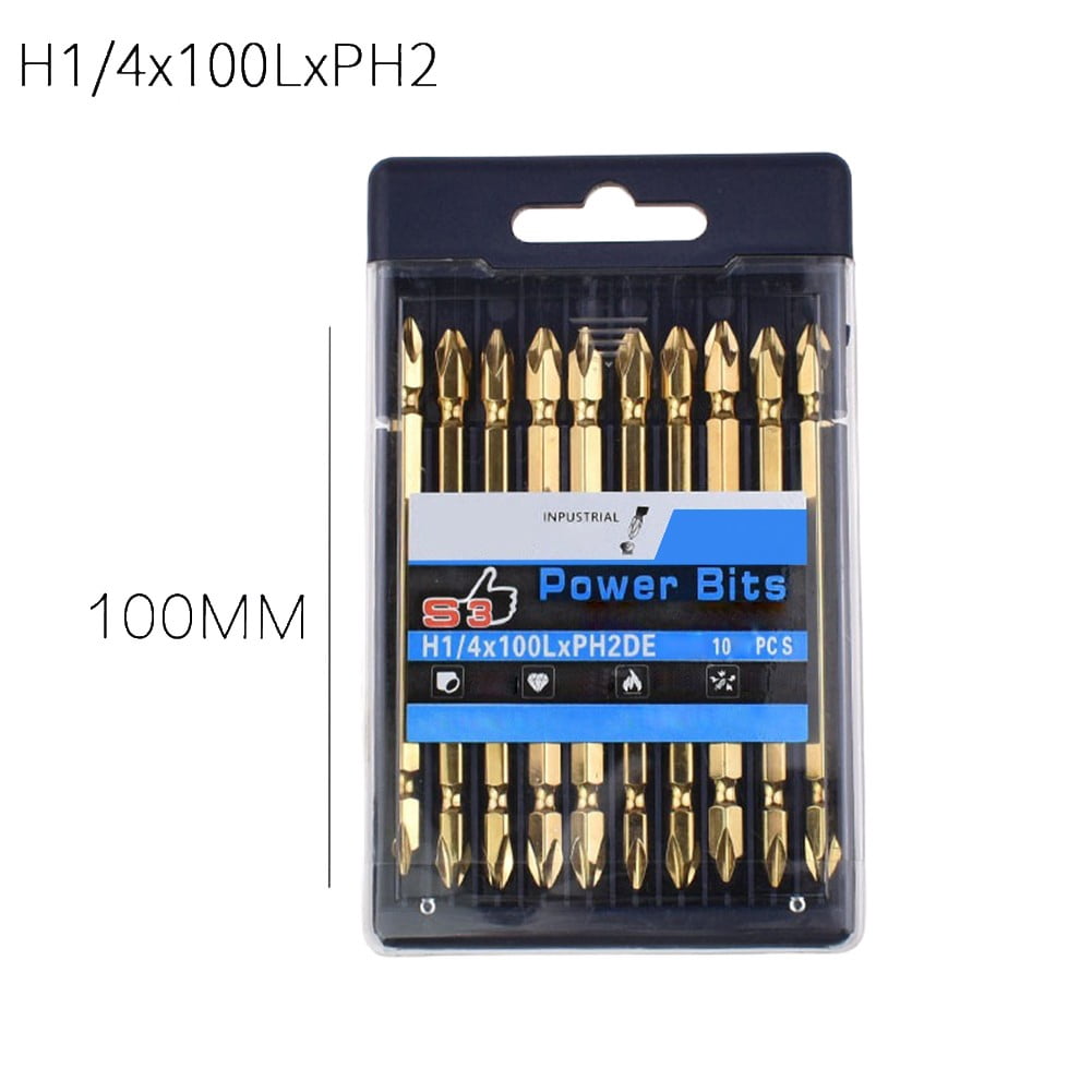 10Pcs 65/100mm Ph2 Cross Screwdriver Bit Double Heads Drill with ...