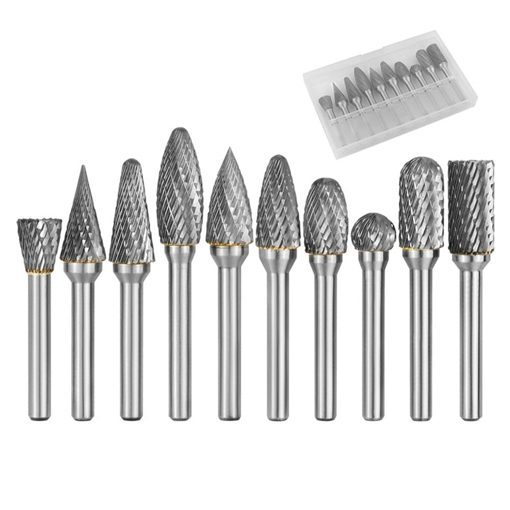 10Pcs 6Mm Shank Carbide Rotary Burr Double Rotary File For Rotary Tools ...
