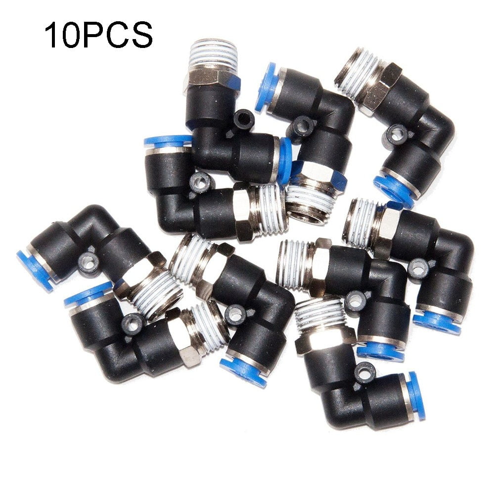 10PCS 6mm Tube x 1/4" 1/8" NPT Male Swivel L Push to Connect Pneumatic ...