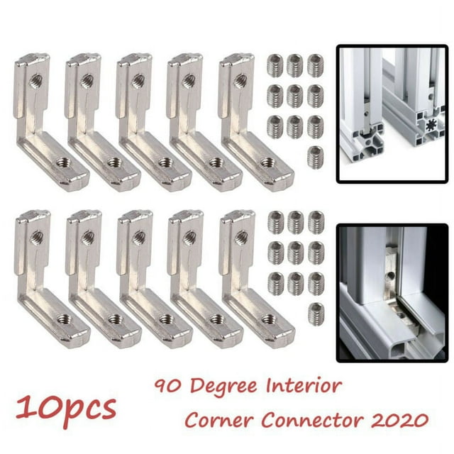 10Pcs 6mm T-Slot Aluminum Profile L Bracket 90º Internal Angle ...