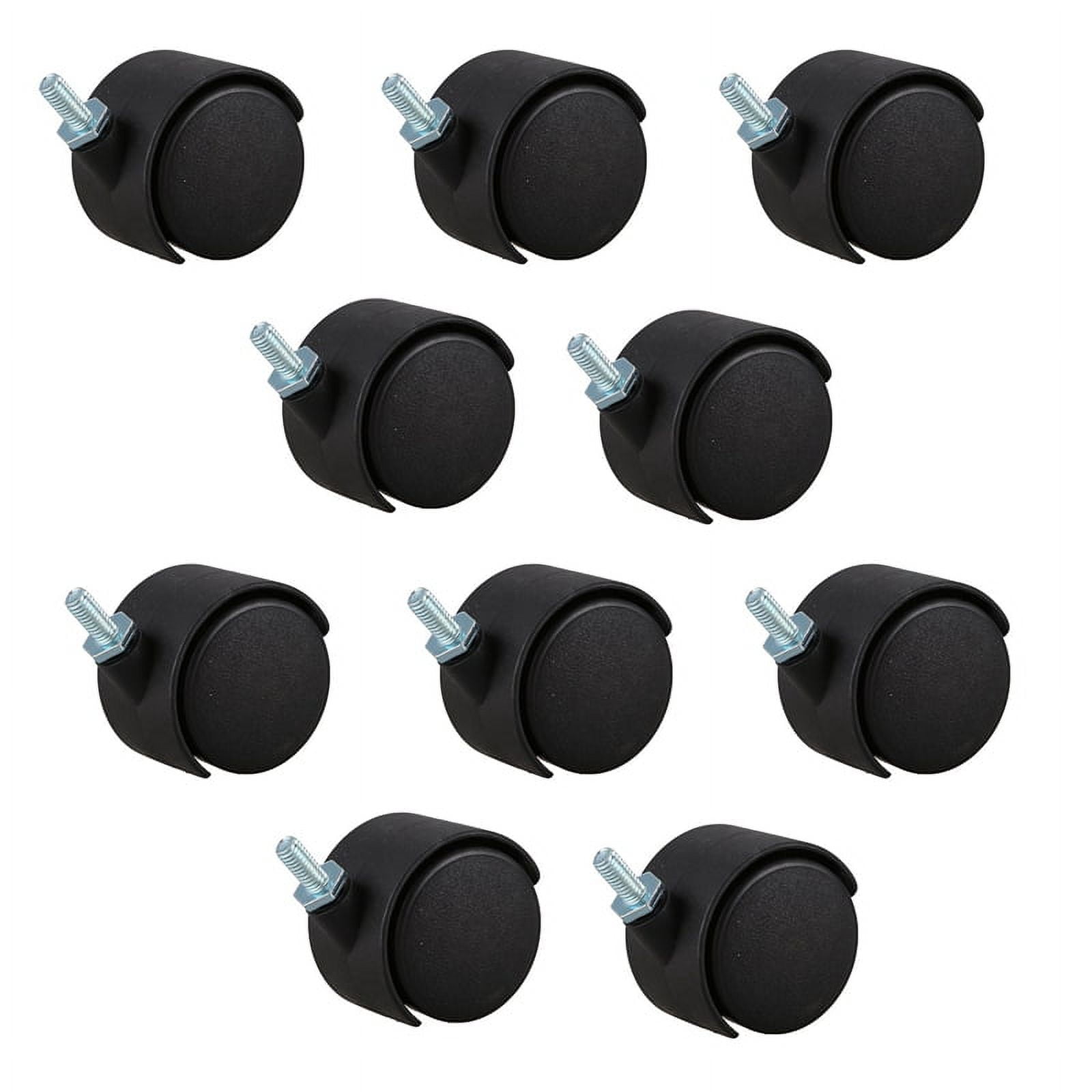 10Pcs 6mm Threaded Stem 40mm Dual Wheel Rotatable Caster Black ...