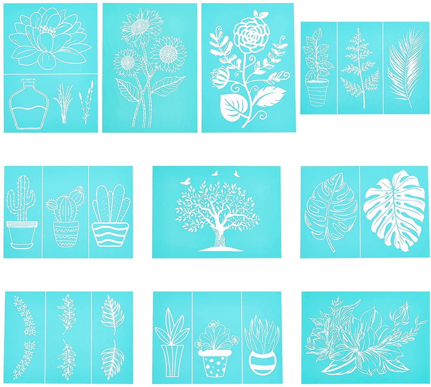 10Pcs 7.6x5.5 Inch Self-Adhesive Silk Screen Printing Stencil Plant ...