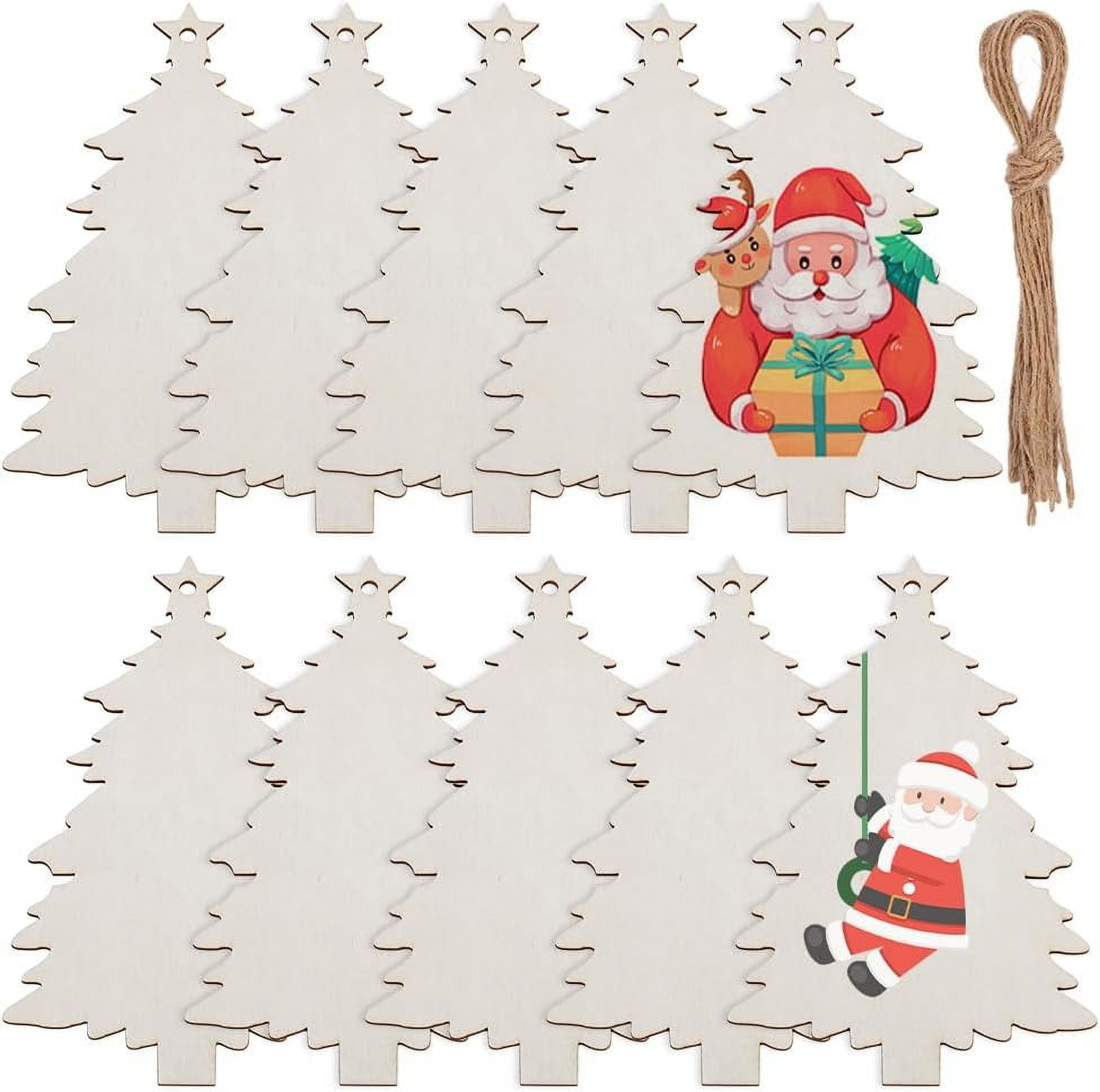 10Pcs 7X 4.3 Inch Christmas Tree Wooden Cutouts Blank Wood Christmas ...