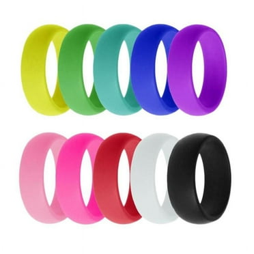 10-Pack Silicone Wedding Ring for Women, Mokani Thin and Braided Rubber ...