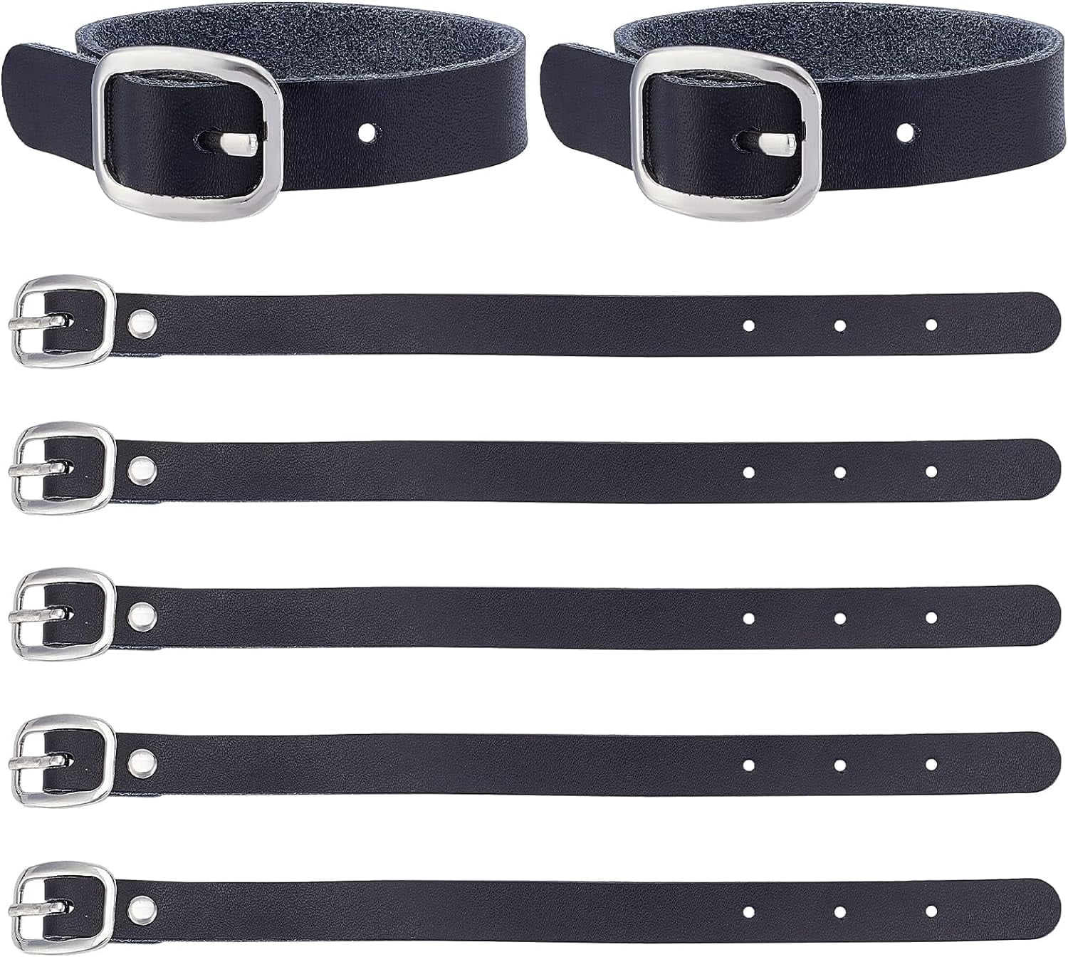 10Pcs 8x1/2Inch Black Leather Luggage Labels Strap Cowhide Luggage Tag ...