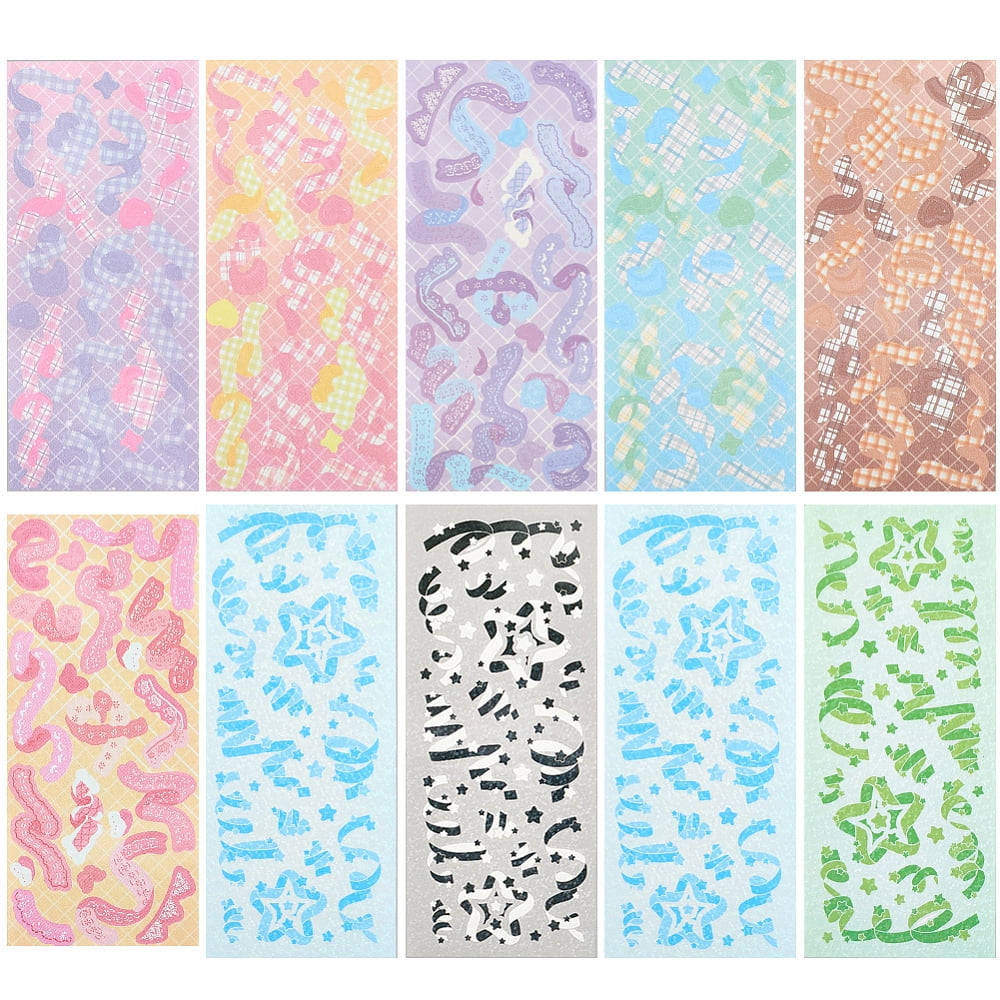 10Pcs 9 Styles PVC/Paper Sticker Self-adhesive for DIY Scrapbooking ...