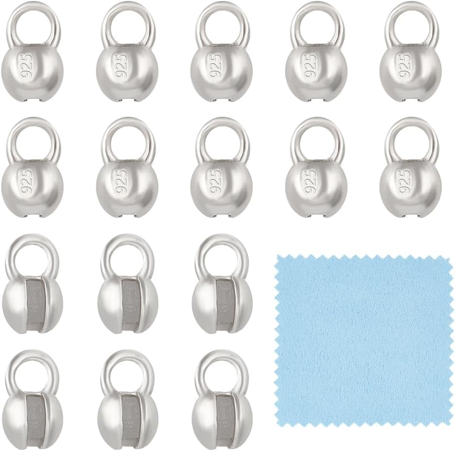 10Pcs 925 Sterling Silver Crimp Cover Beads 5x3.2mm Round Bead Tips ...