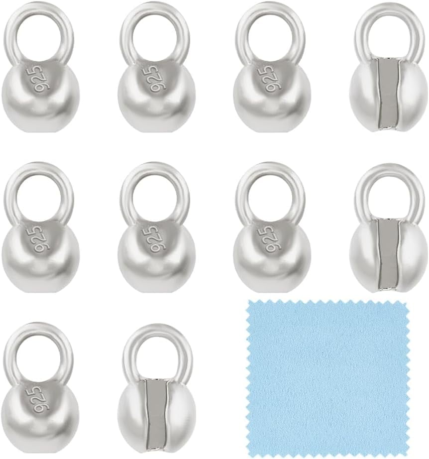 10Pcs 925 Sterling Silver Crimp Cover Beads 6x3.7mm Round Bead Tips ...