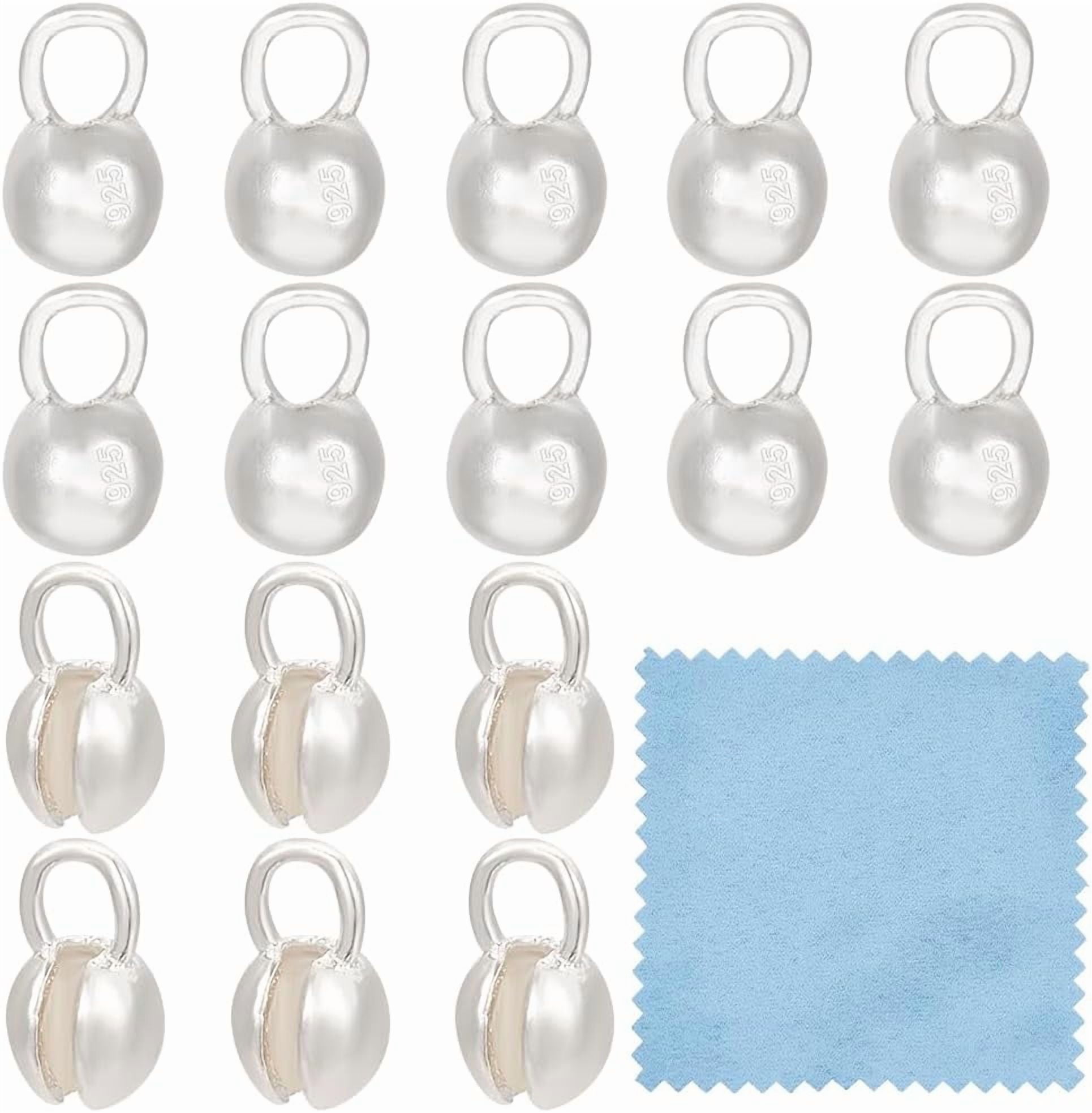 10Pcs 925 Sterling Silver Crimp Cover Beads 7.5x4.5mm Round Bead Tips ...