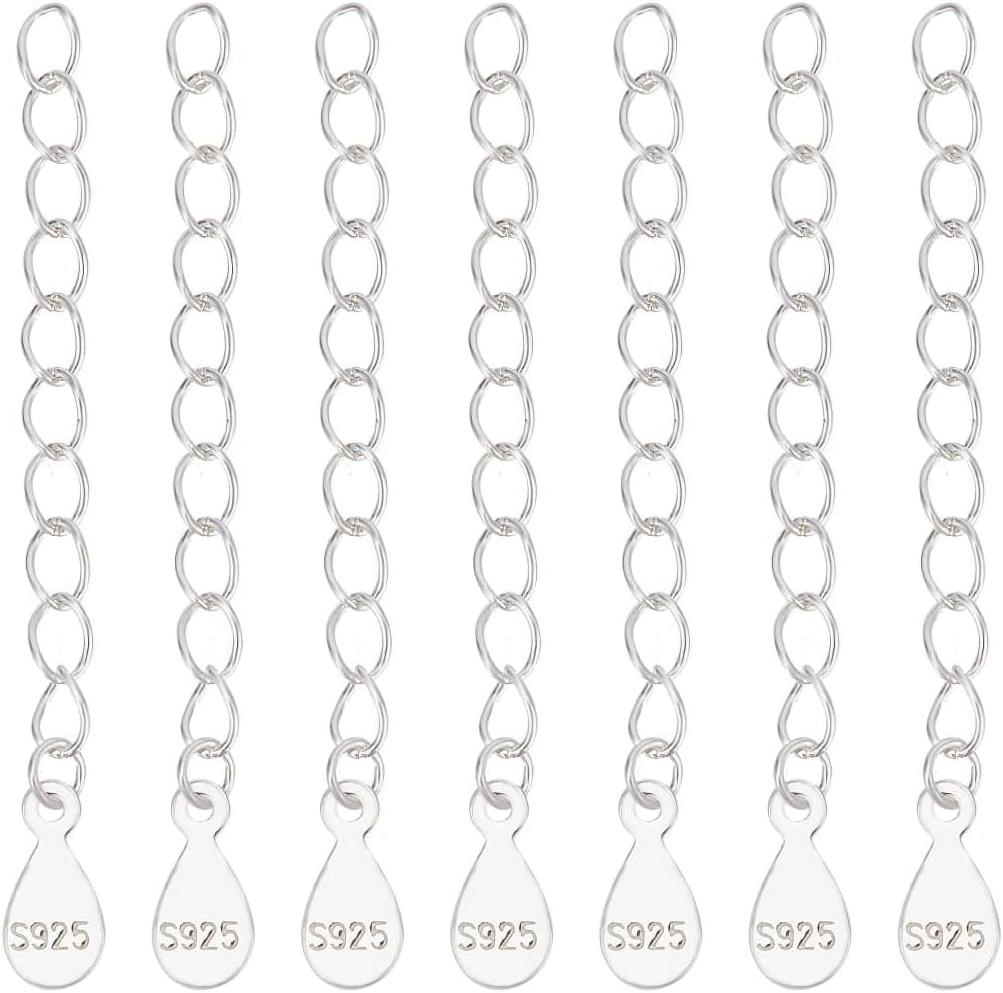 10Pcs 925 Sterling Silver Curb Chain Extender End Chains with Teardrop ...