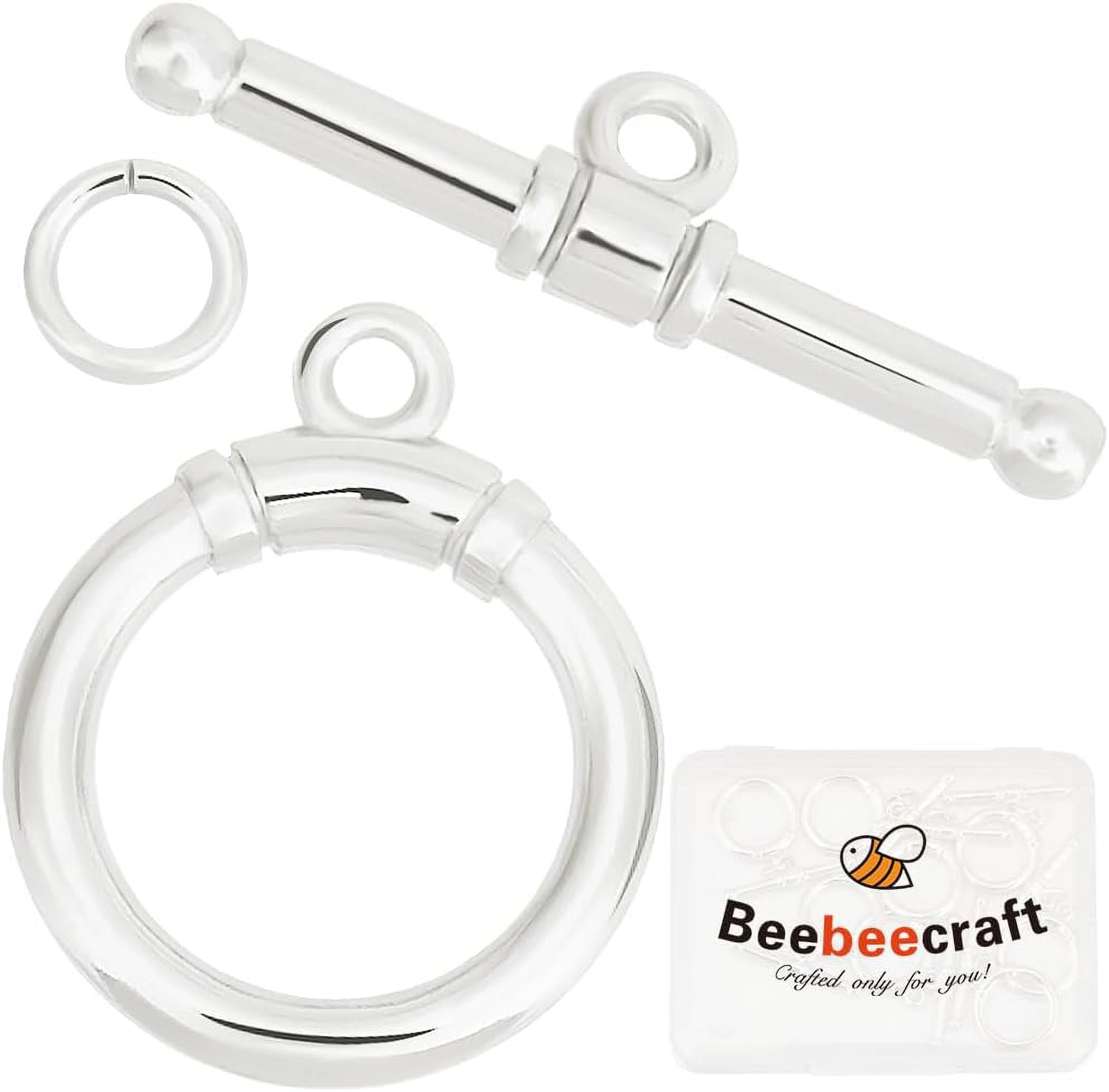 10Pcs 925 Sterling Silver Plated Toggle Clasps T-Bar Closure Round ...