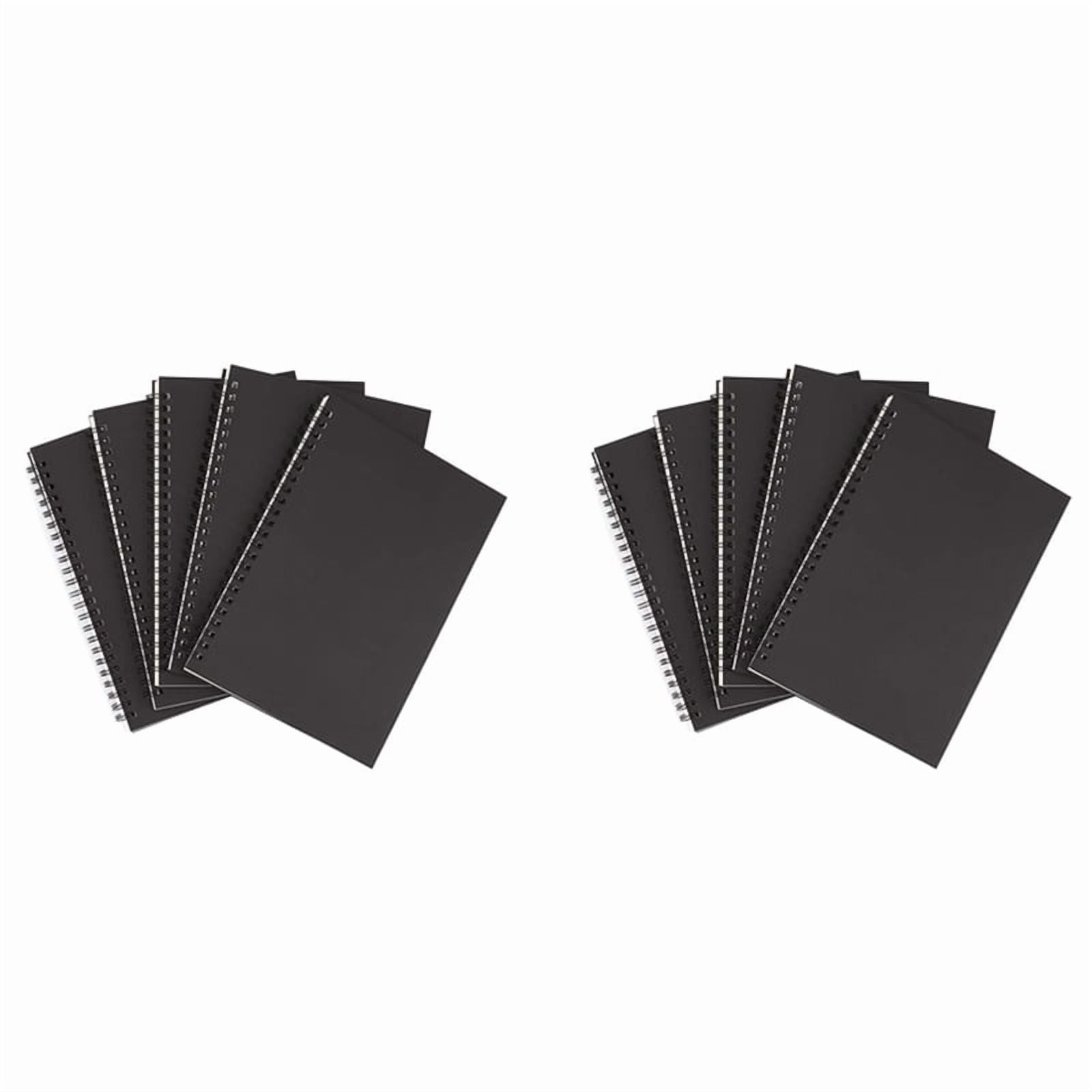 10Pcs A5 Black Spiral Notebook Blank Sketchbook Unruled Journal Pack ...