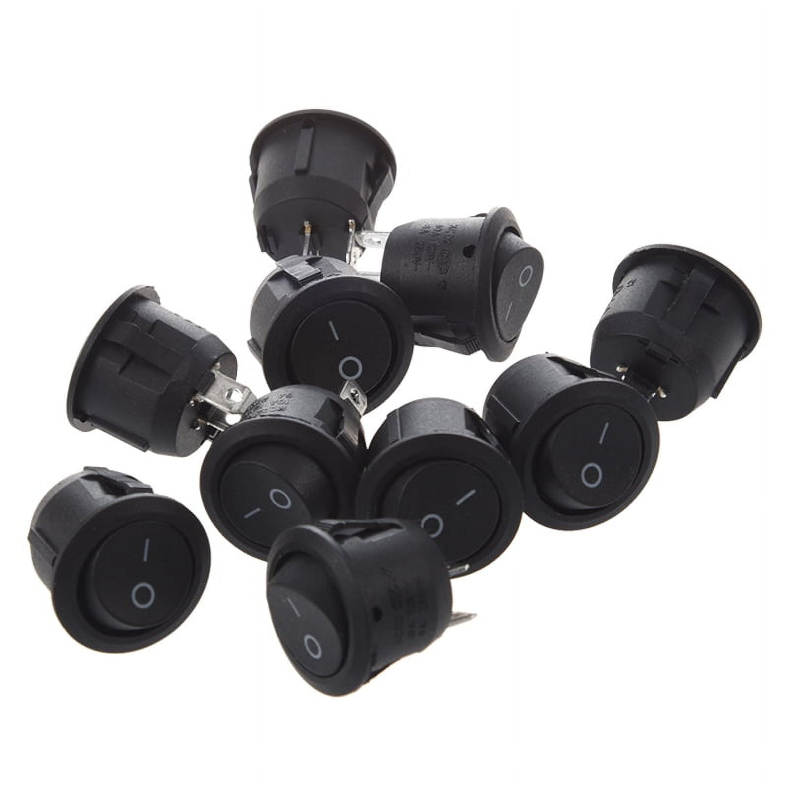 10Pcs AC 6A 10A 250V On Snap in SPST Round Boat Rocker Switch Black ...