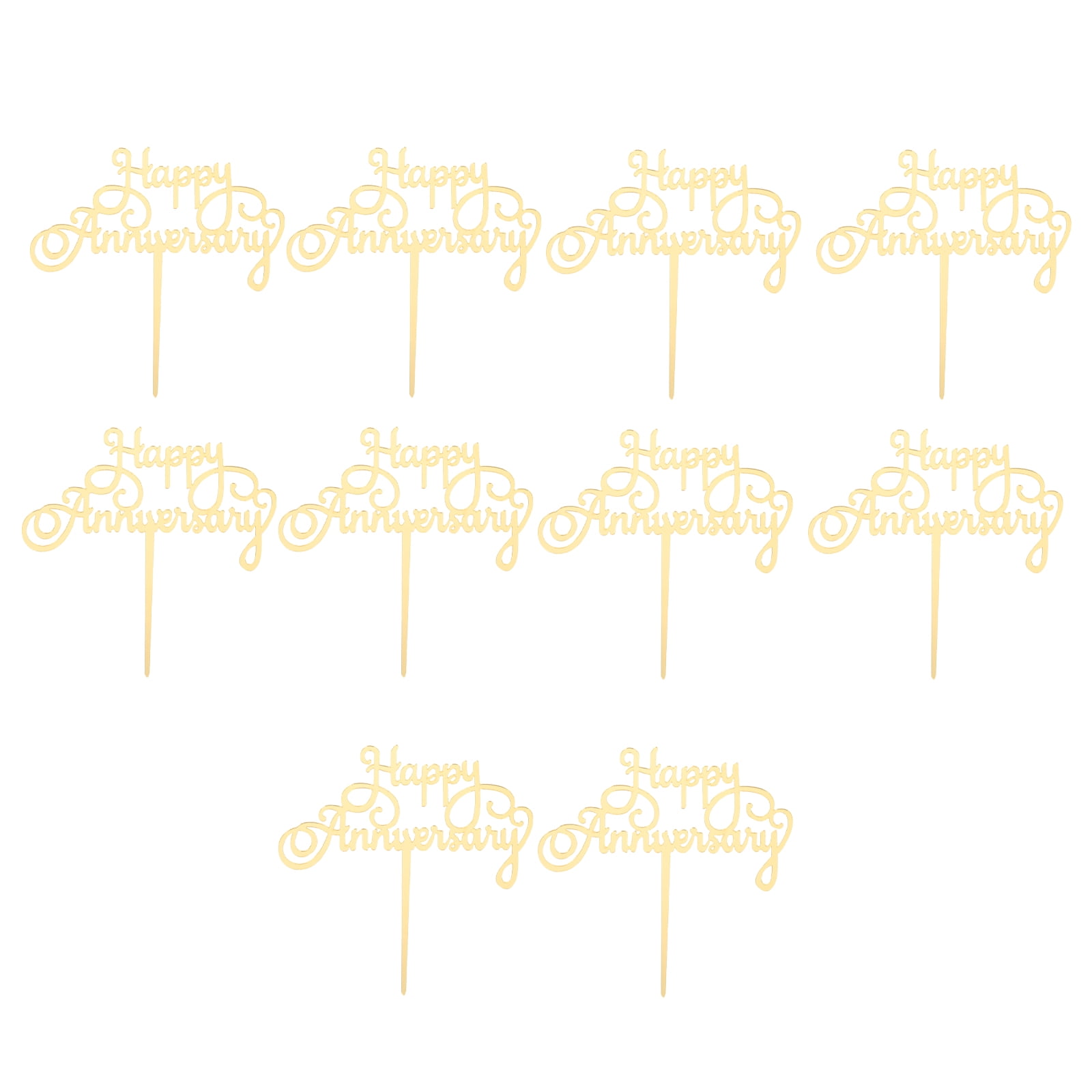 HOMEMAXS 10Pcs Acrylic Cake Inserts Happy Anniversary Cake Dessert ...