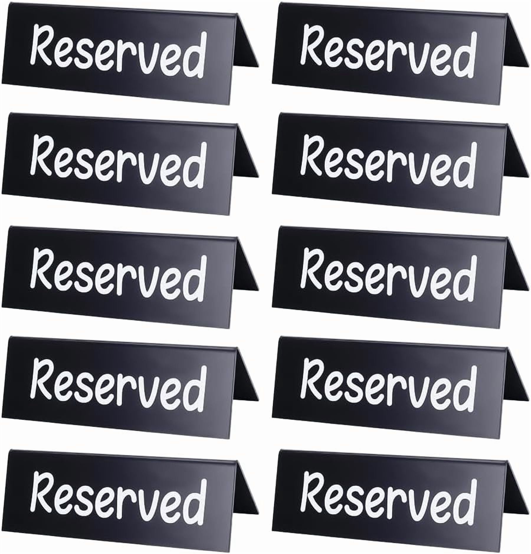 10Pcs Acrylic Reserved Signs 5.9x2.1x2 Inch Black Reserved Table Signs ...
