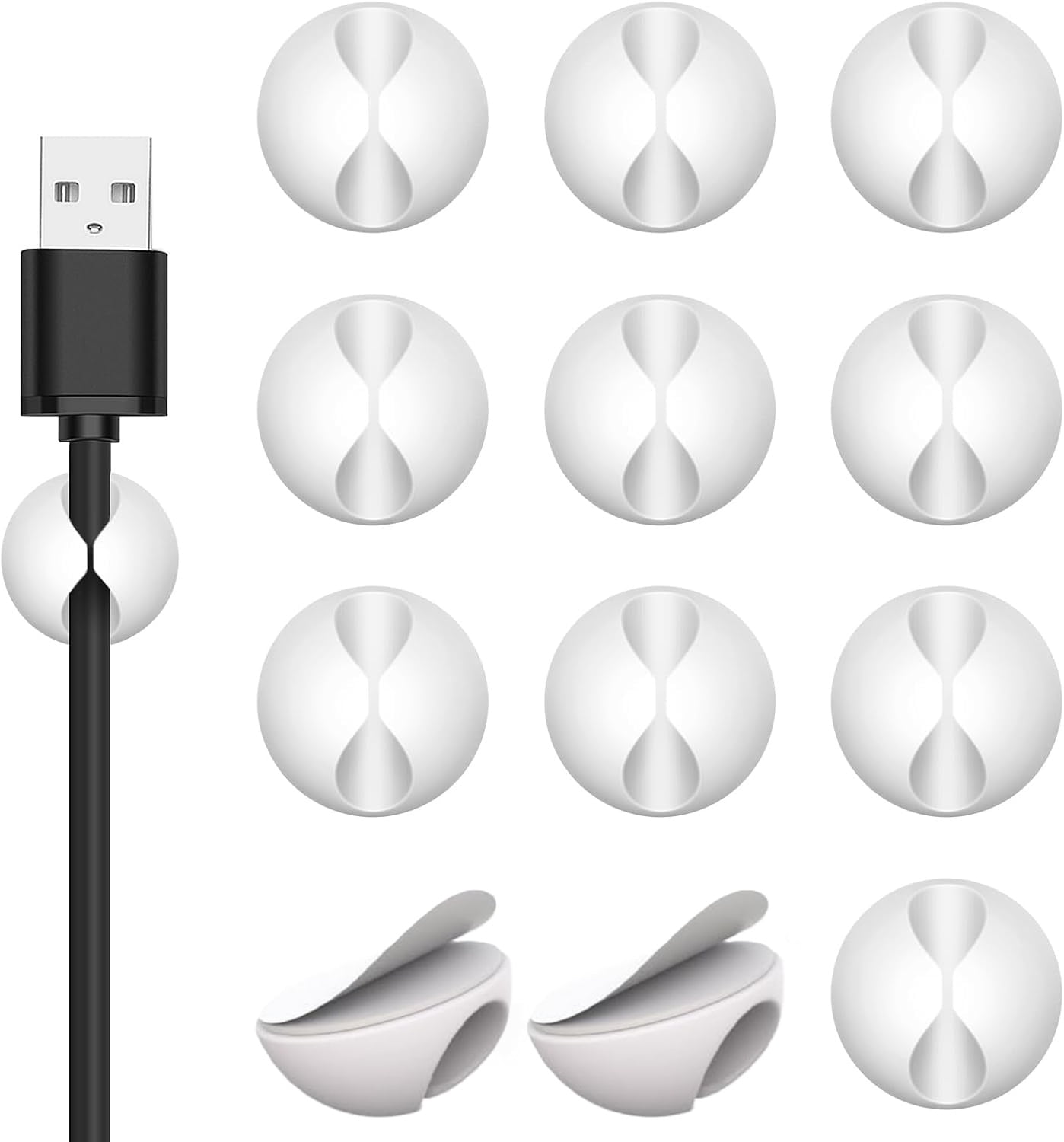 10Pcs Adhesive Cable Clips, Rubber Cord Organizer Holder, Self-Stick ...