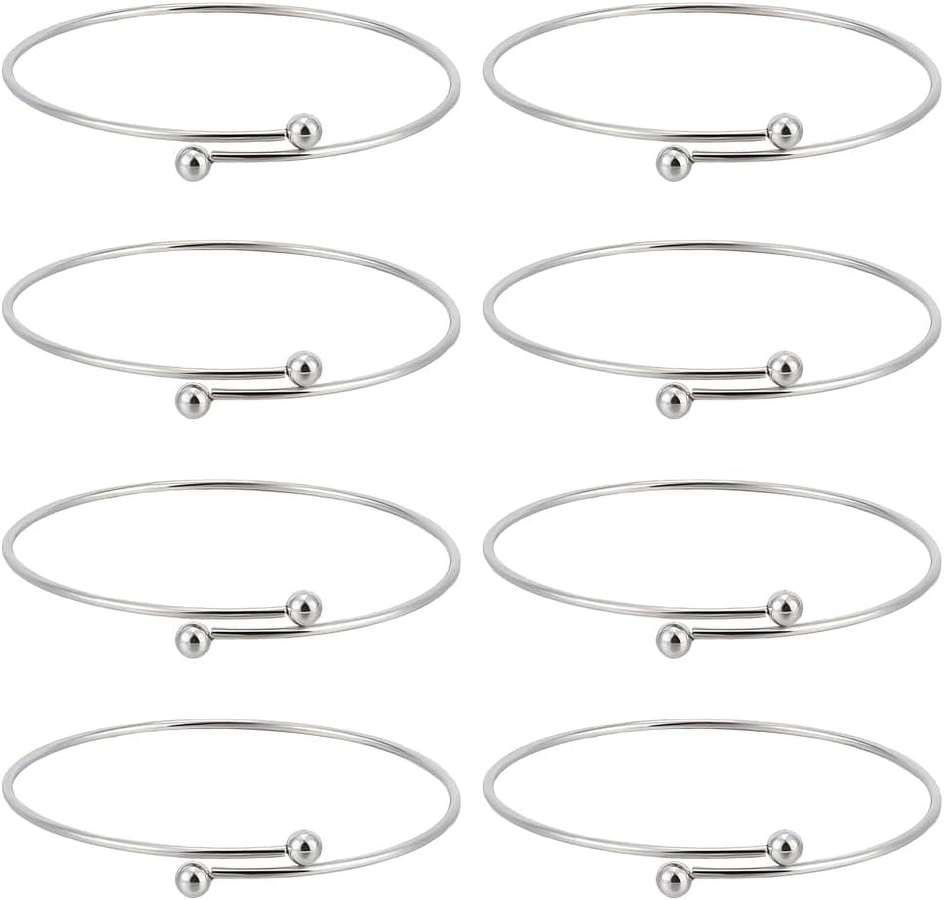 10Pcs Adjustable 304 Stainless Steel Wire Cuff Bangle Making with ...
