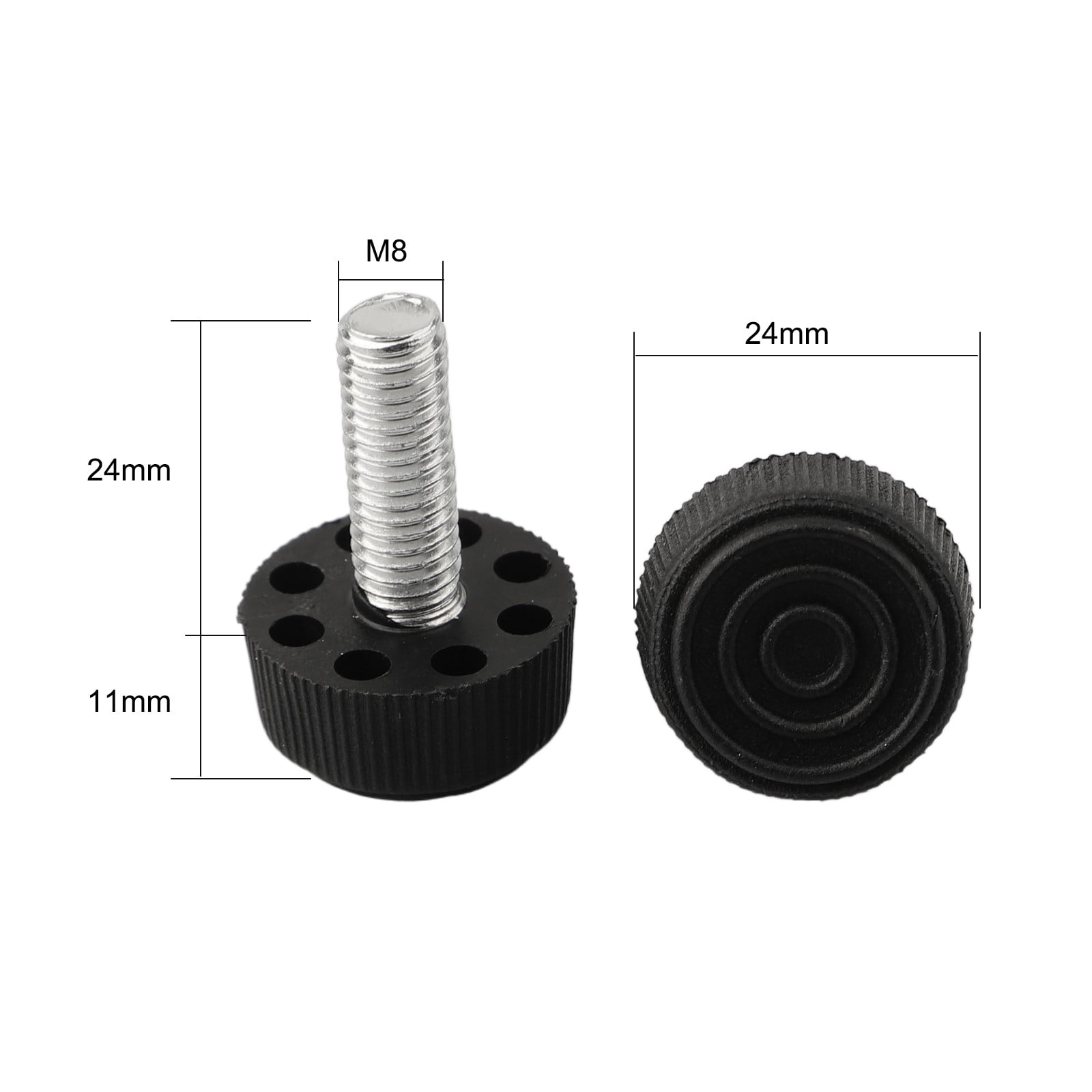 10Pcs Adjustable Height Feet Metric Thread M6/M8/M10 Black Plastic Base ...