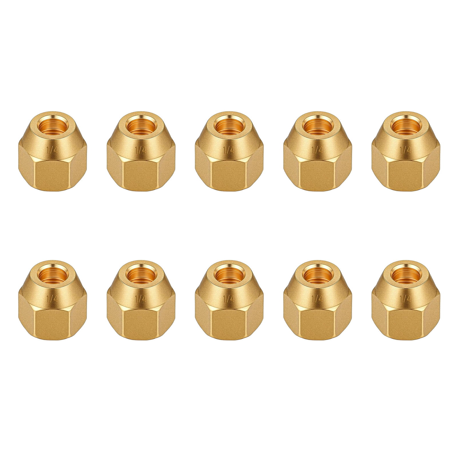 10Pcs Brass Flares Nut Set Flares Pipe Fitting Adapter Female Thread ...