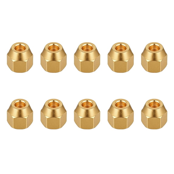 10Pcs Brass Flares Nut Set Flares Pipe Fitting Adapter Female Thread ...