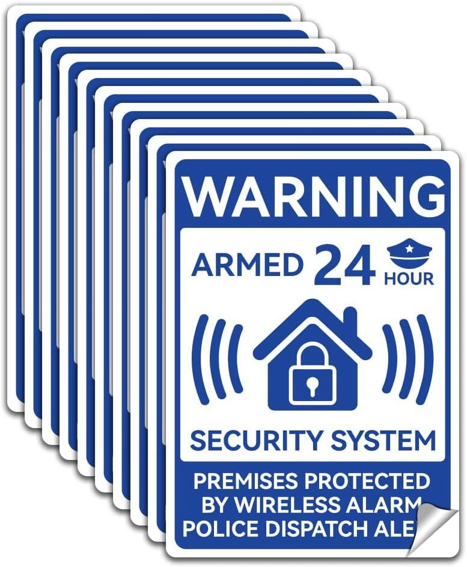 10Pcs Alarm Security System Sticker Alarm Warning Sign Decals Warning ...