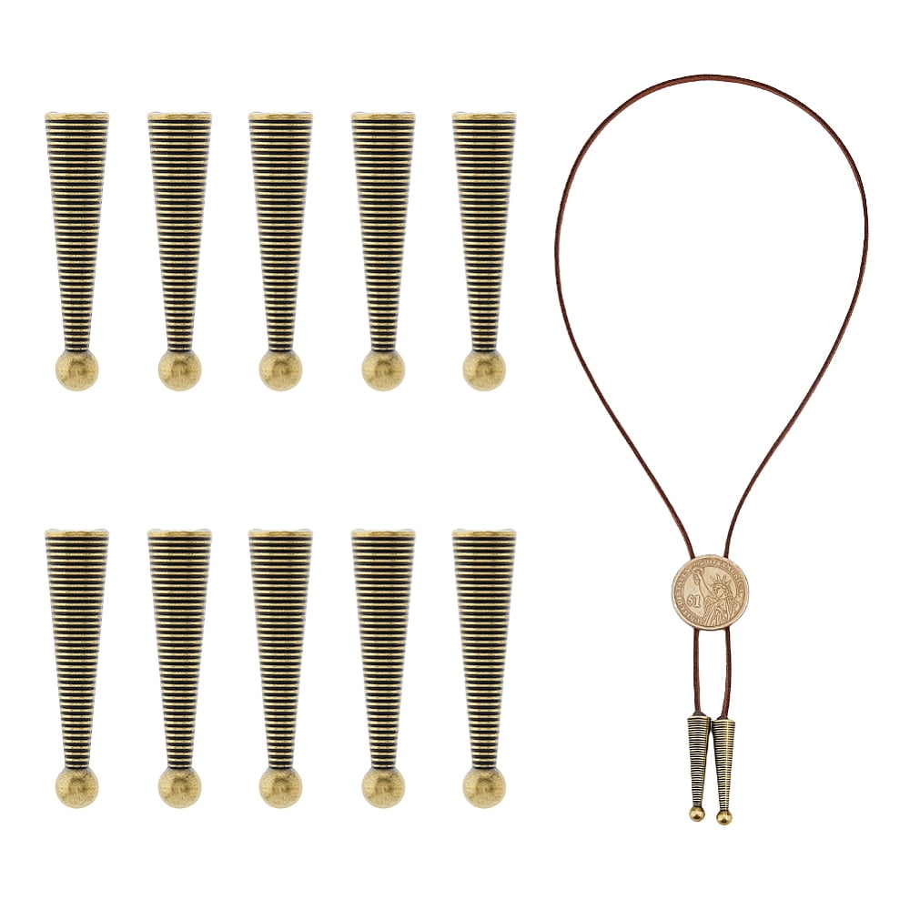10Pcs Alloy Cord Ends Bolo Tie End Caps Bronze 35x8mm Inner Diameter ...