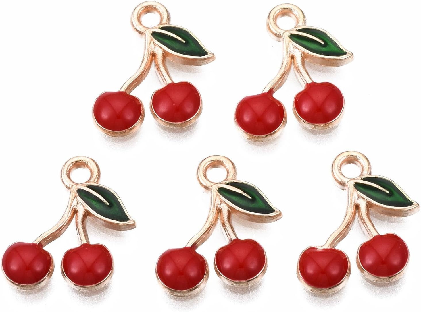 10Pcs Alloy Enamel Cherry Charms Red Cherry Pendant Charm Light Gold ...