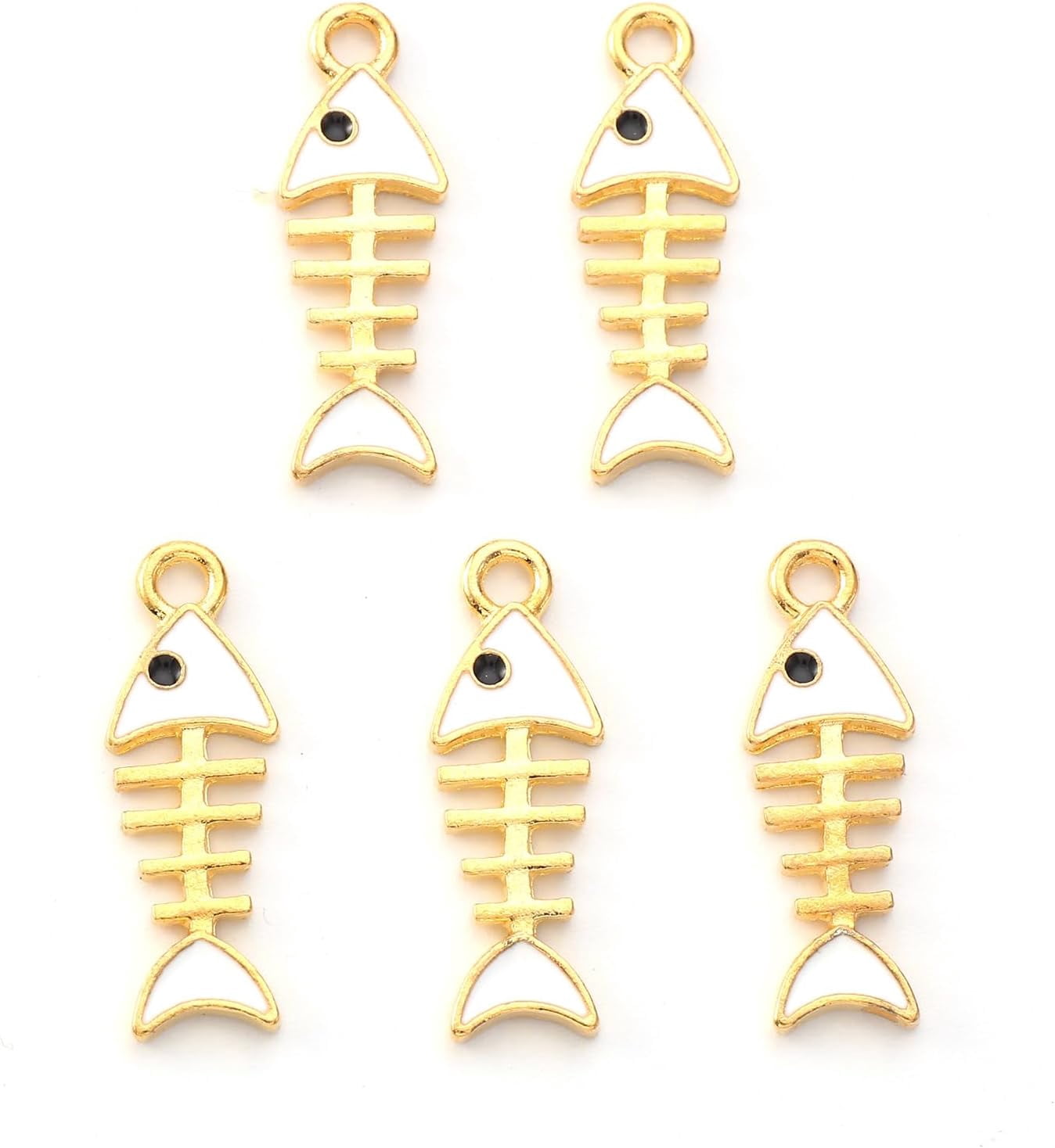10Pcs Alloy Enamel Fishbone Pendants Fishbone Pendant Charm White Metal ...