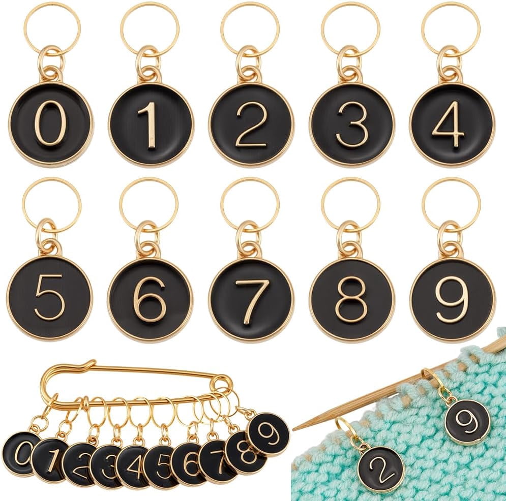 10Pcs Alloy Enamel Pendant Locking Stitch Markers with Brass Linking ...