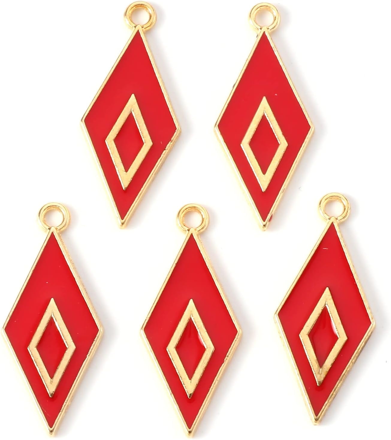 10Pcs Alloy Enamel Rhombus Pendants Light Gold Rhombus Jewelry Findings ...