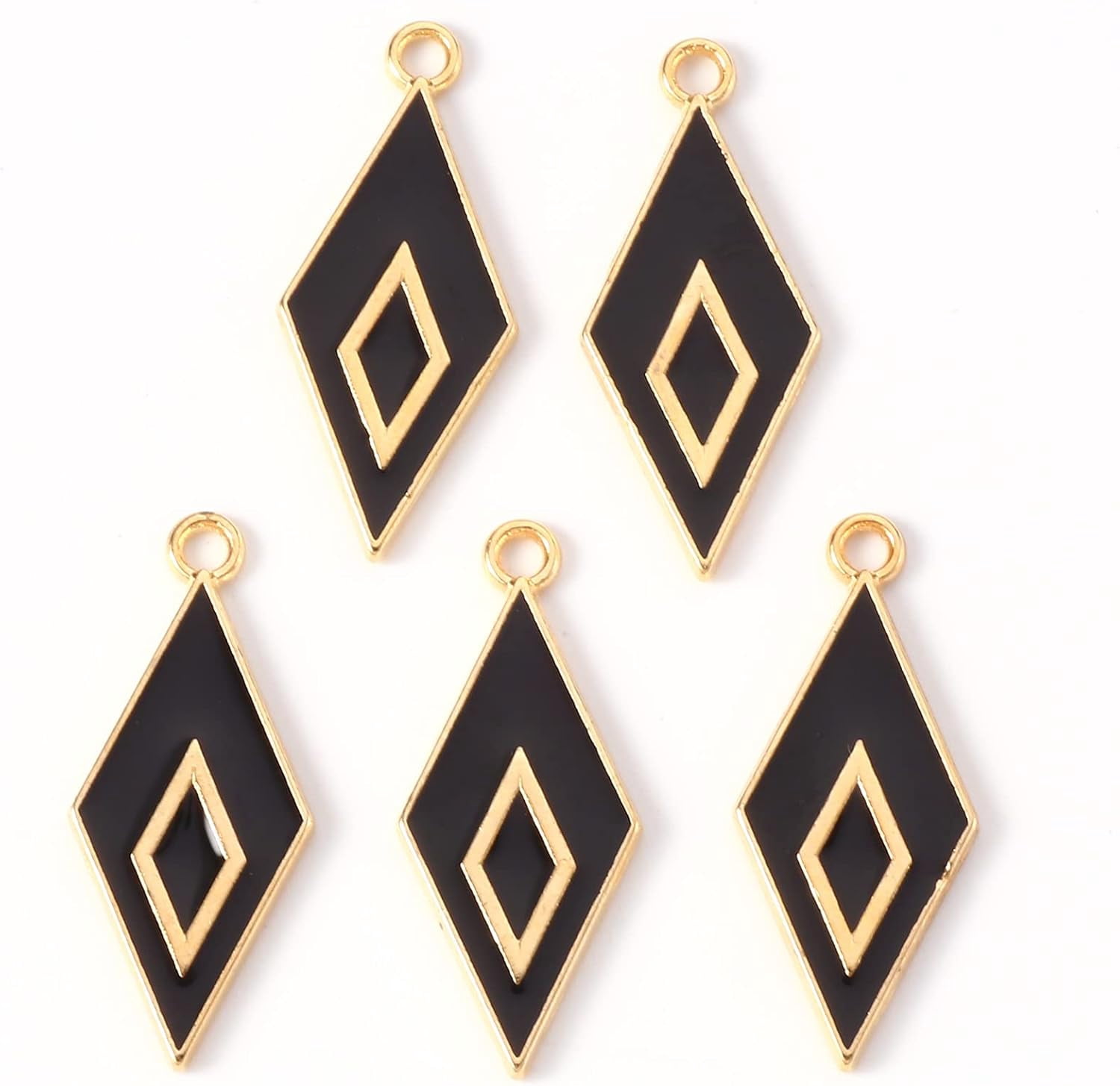 10Pcs Alloy Enamel Rhombus Pendants Light Gold Rhombus Metal Charms ...