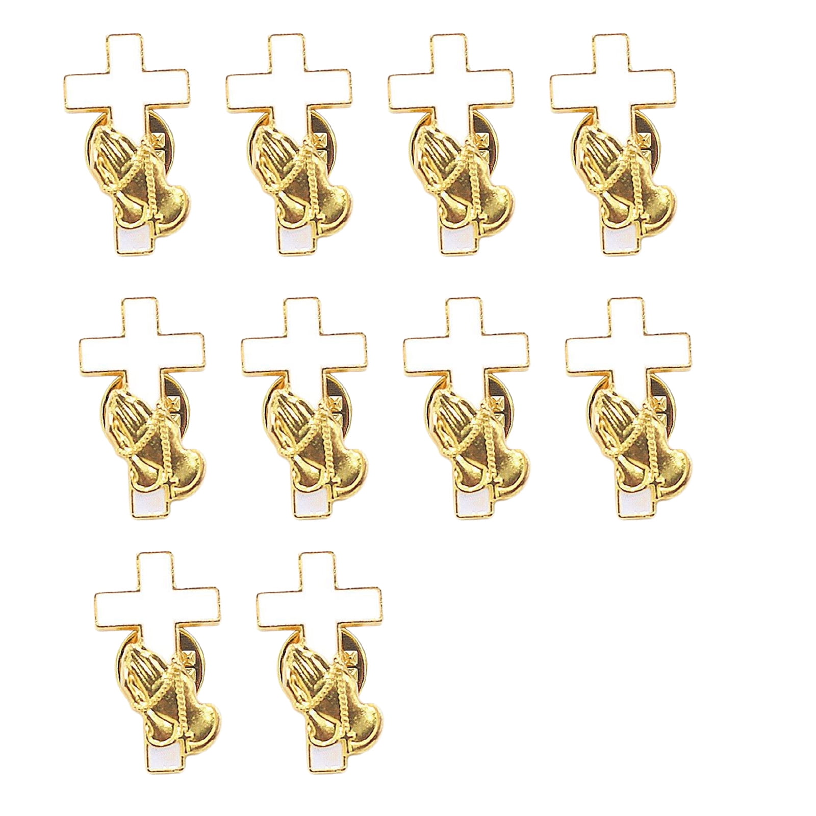 10Pcs Alloy Hand Holding Crossed Brooch Pin Inspirational Lapel Pin For ...