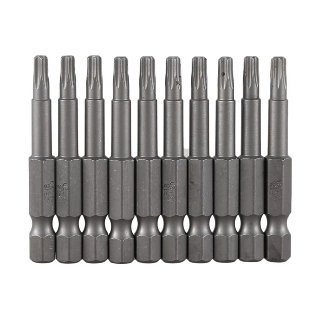 10Pcs Alloy Steel 50mm Long Torx Screwdriver Bit 6.35mm Hexagon Handle ...
