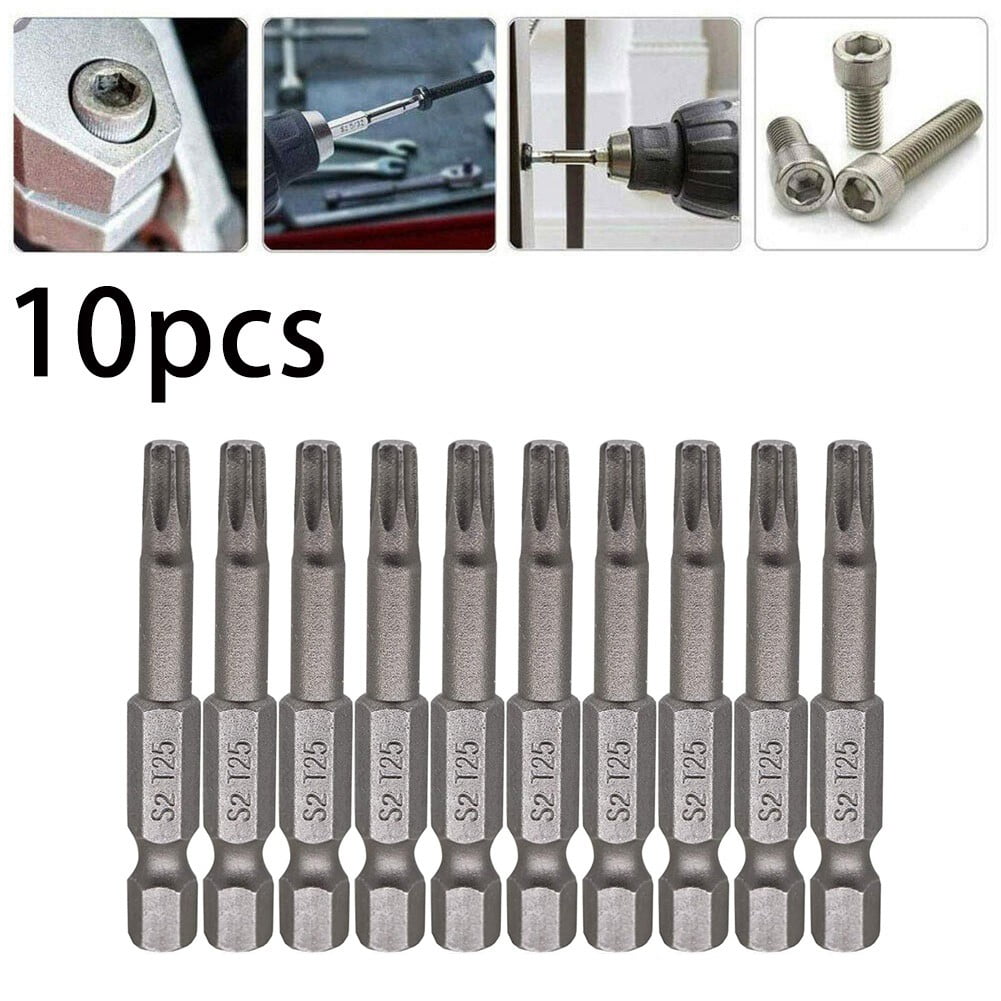 10Pcs Alloy Steel 50mm Long Torx T25 Screwdriver Bit with 6.35mm Hex ...