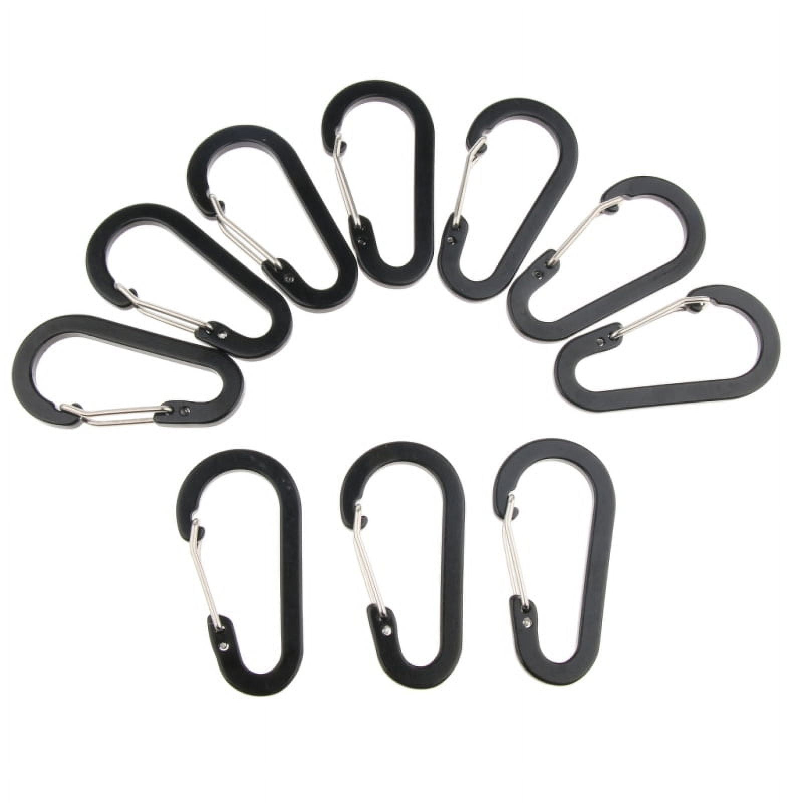 10Pcs Aluminum Carabiner Clip Snap Hook Spring Loaded Carabina Black ...
